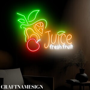 Juice Fresh Fruit Neon Sign, Fruit Juice Bar Led Sign, Custom Neon Sign ...