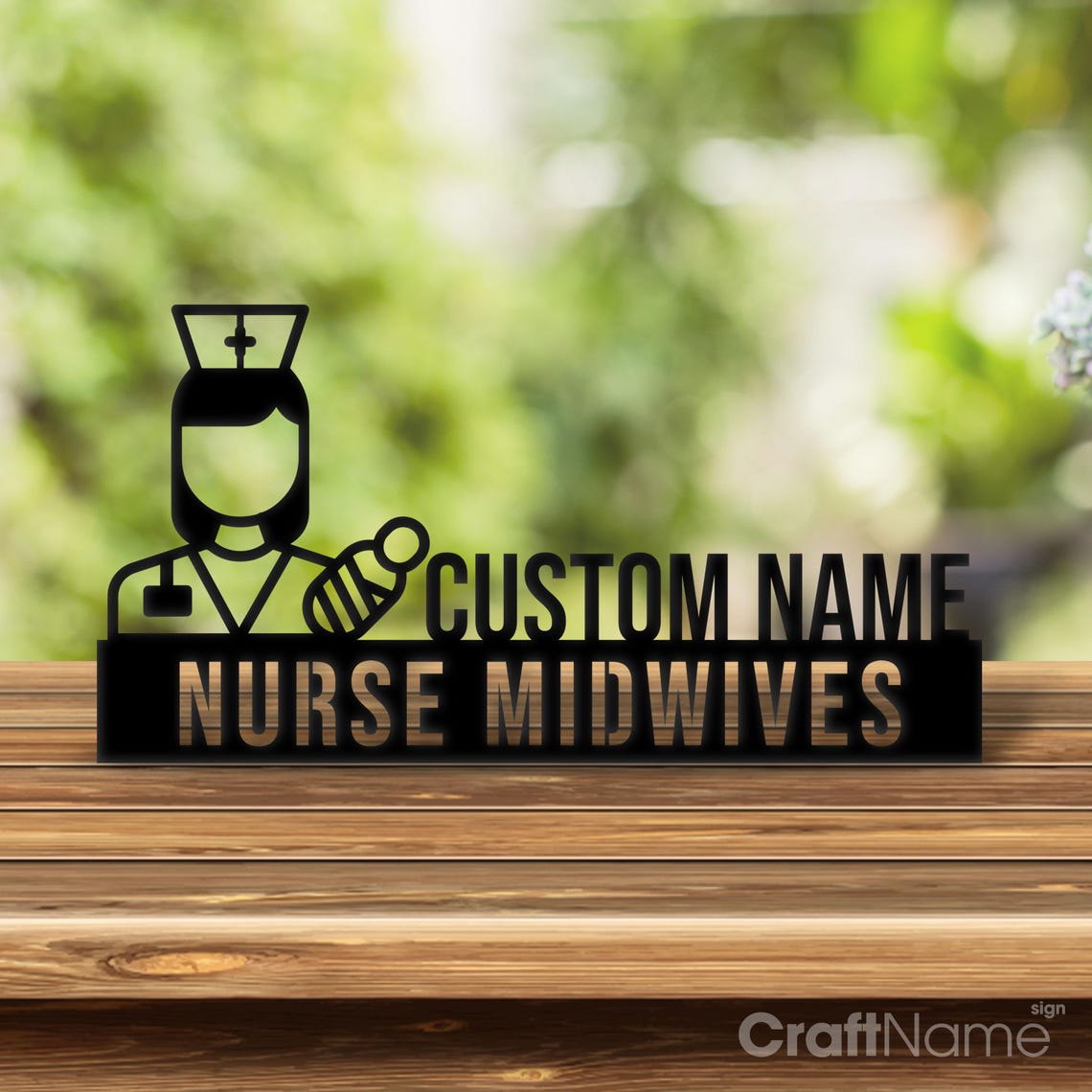 Custom Nurse Midwives Metal Desk Name Plate, Nurse Midwife Wooden ...