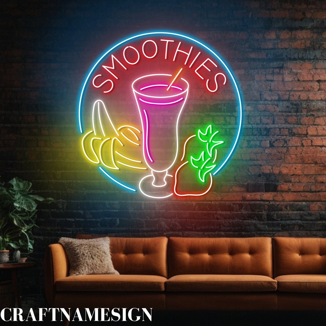 Healthy Fruit Smoothies Neon Sign, Open Smoothie Shop Led Sign, Custom ...