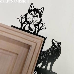Wolf Door Frame Corner Metal Wall Art, Wolf Door Topper Sign, Wolf Door ...
