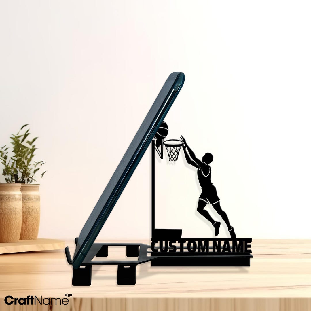 Personalized Basketball Metal Cell Phone Desk Holder, Basketball Player ...