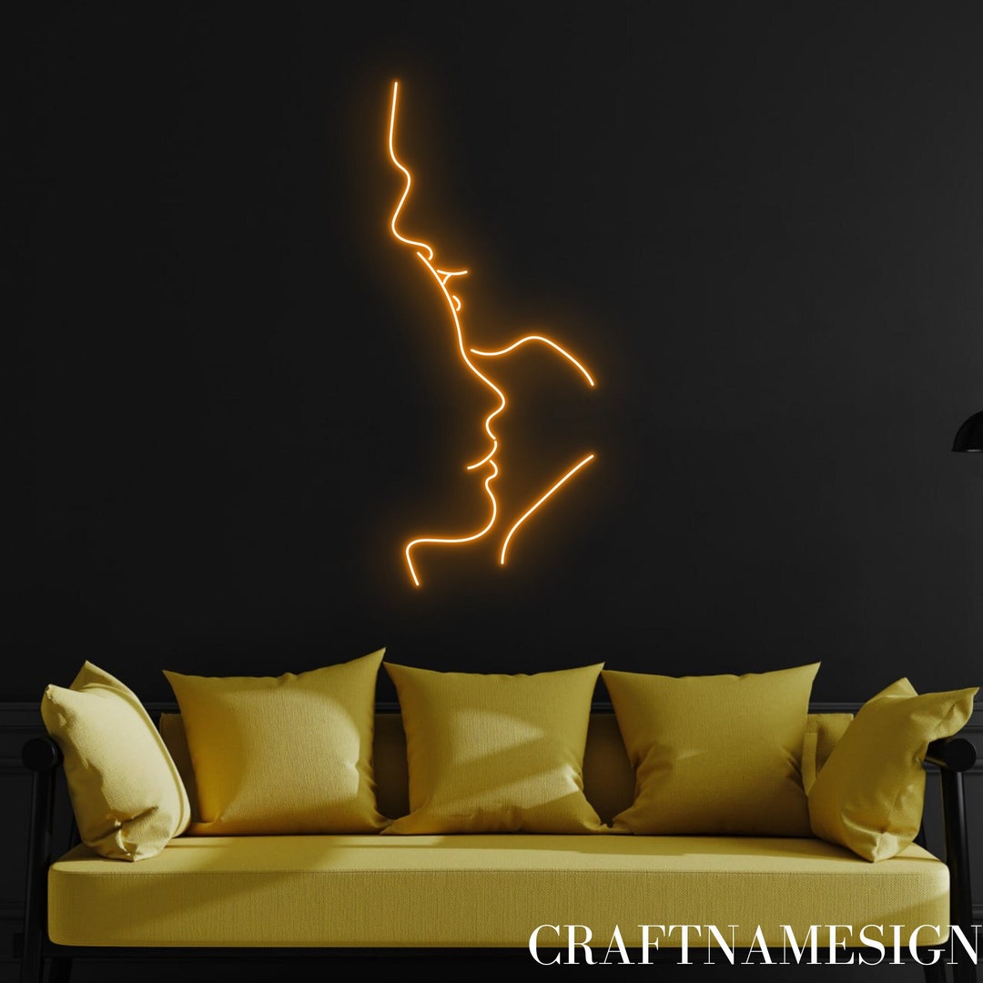 Abstract Couple Kissing Neon Sign, Abstract Couple Led Sign, Custom ...