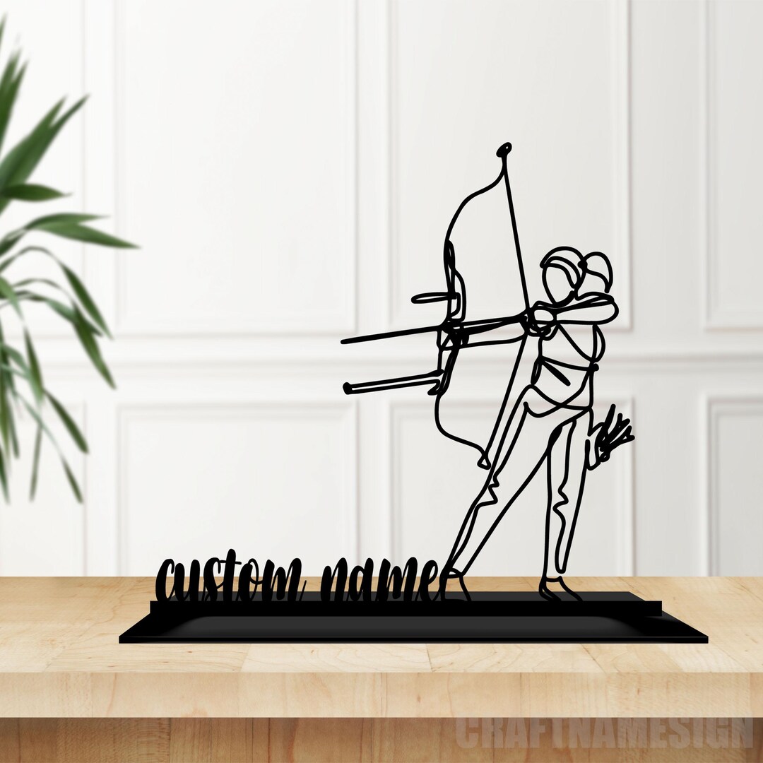 Custom Female Archery Metal Office Table Decor, Personalized Female ...