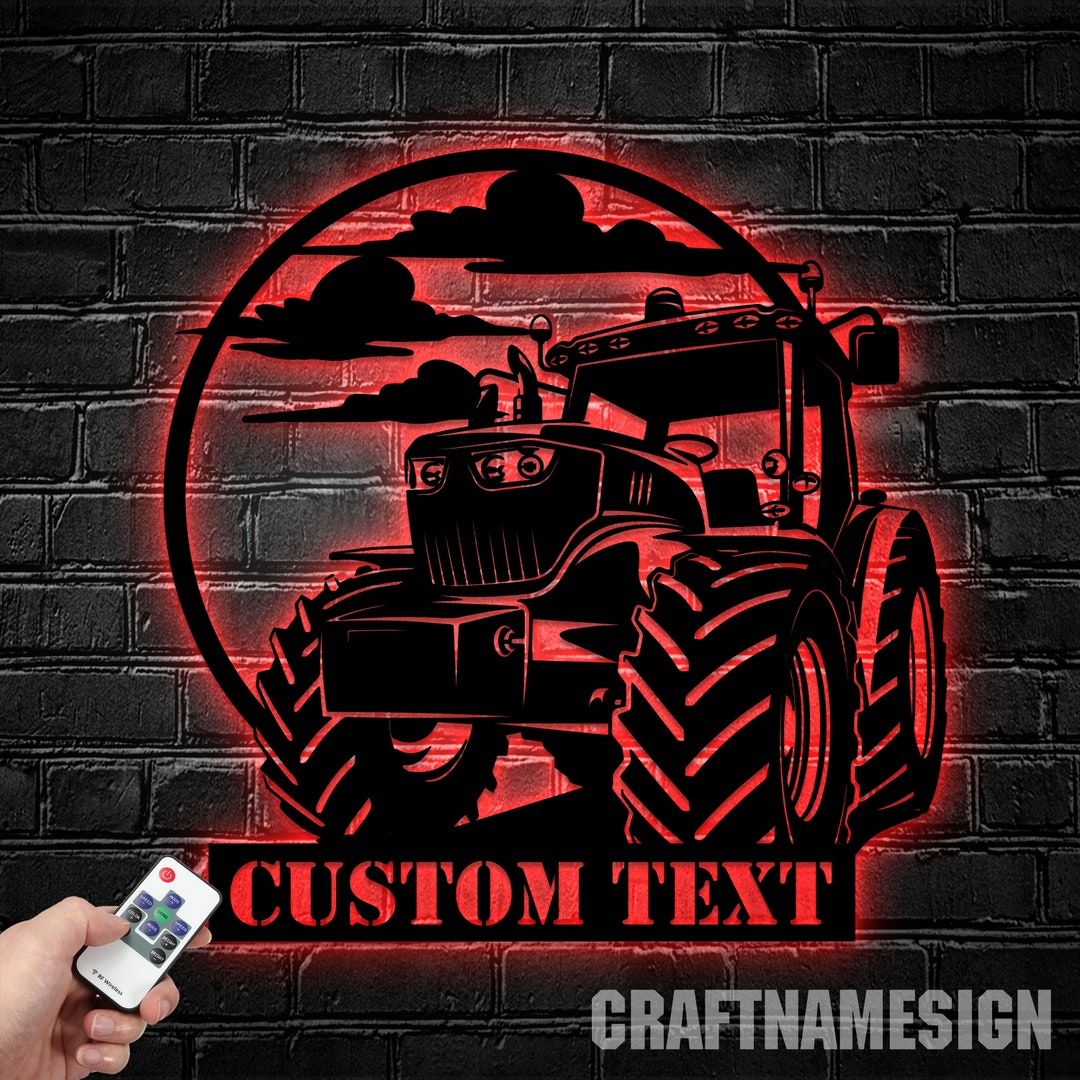 Custom Tractor Driver Metal Wall Art LED Light Personalized Farm ...