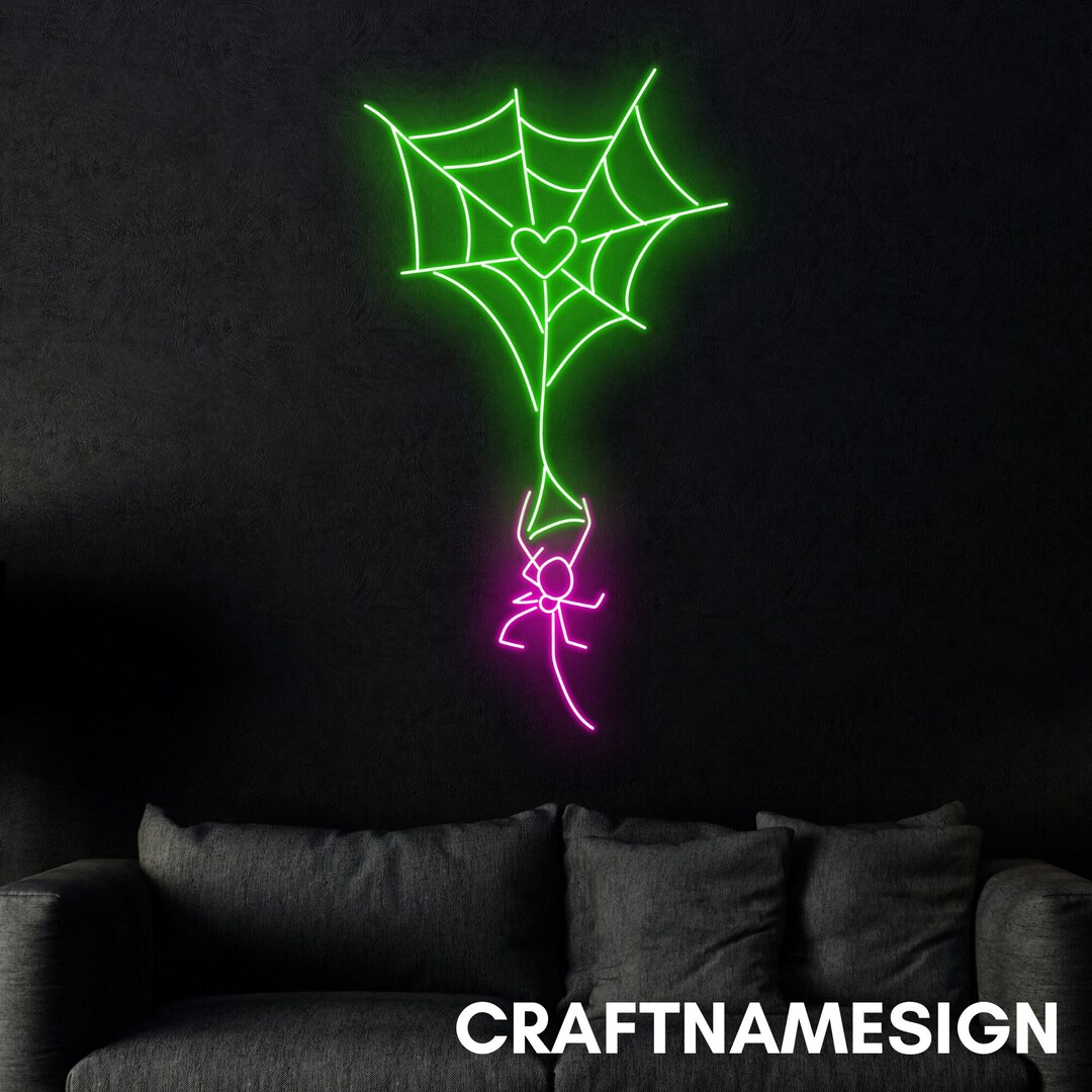 Spider Heart Neon Sign, Spider Web Heart Led Sign, Custom Neon Sign ...
