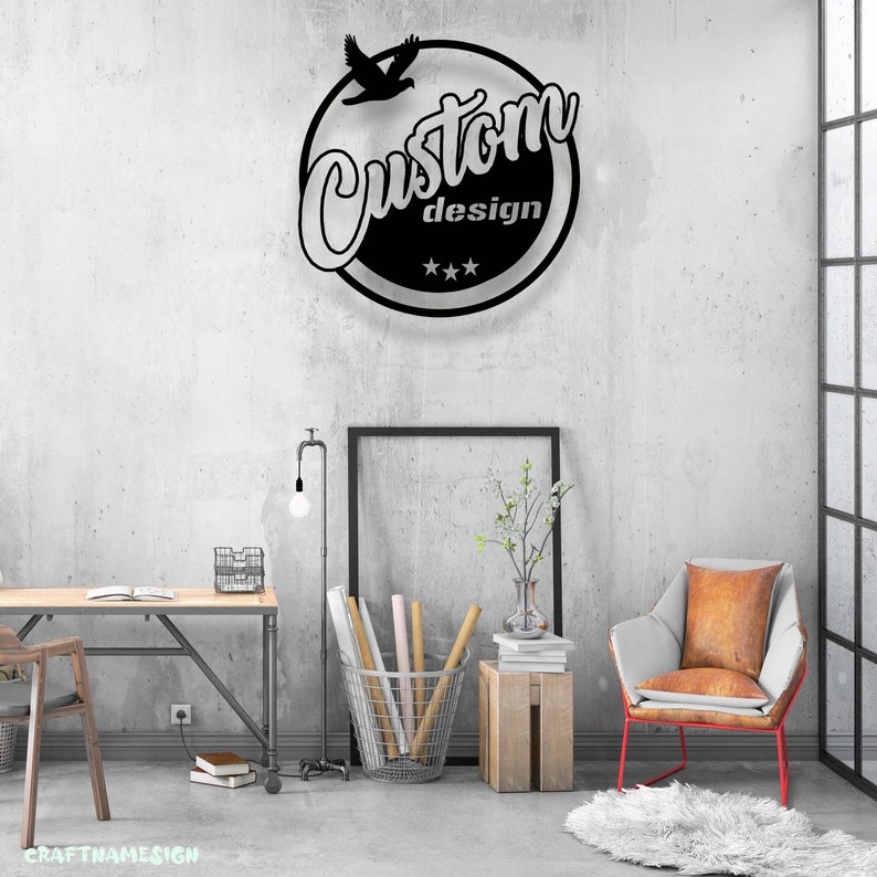 Custom Logo Design Metal Wall Art LED Light Personalized - Etsy