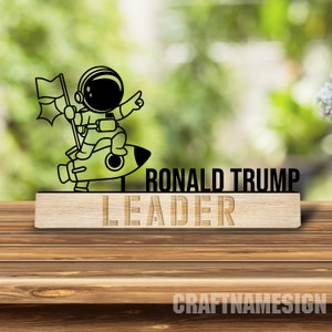 Custom Wooden Cute Space Astronaut Desk Name Plate, Boy Riding A Rocket ...