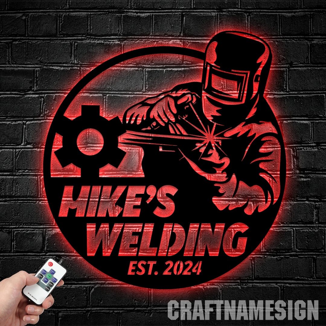 Custom Open Welding Shop Logo Metal Sign, Welding Led Sign ...