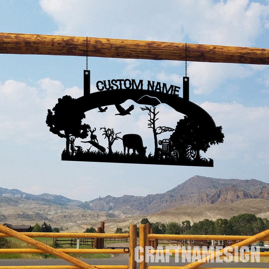 Custom Metal Farm Sign, Metal Name Sign Outdoor, Farmhouse Decor, Metal ...