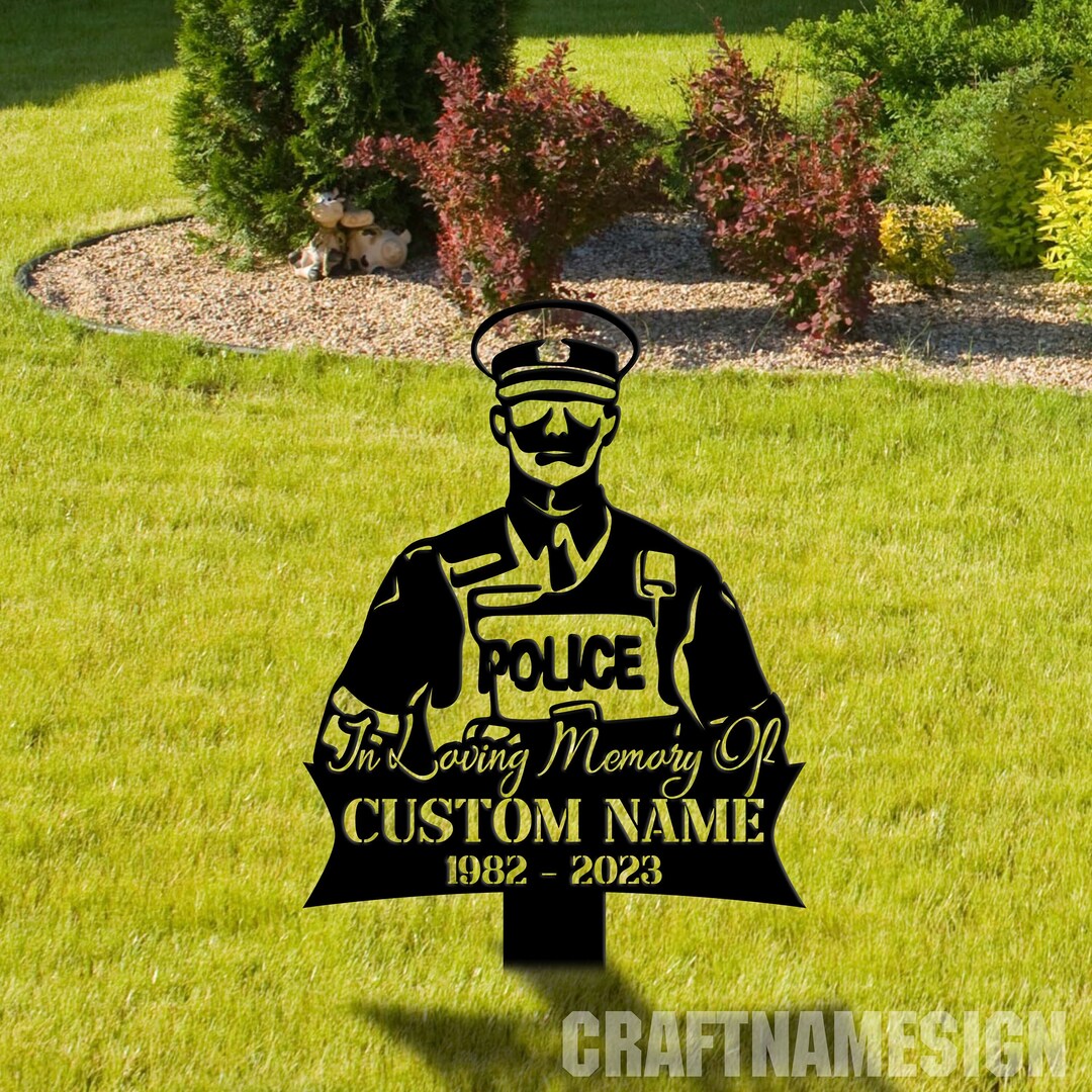 Custom Policeman Police Officer Memorial Stake, Grave Marker, Metal ...