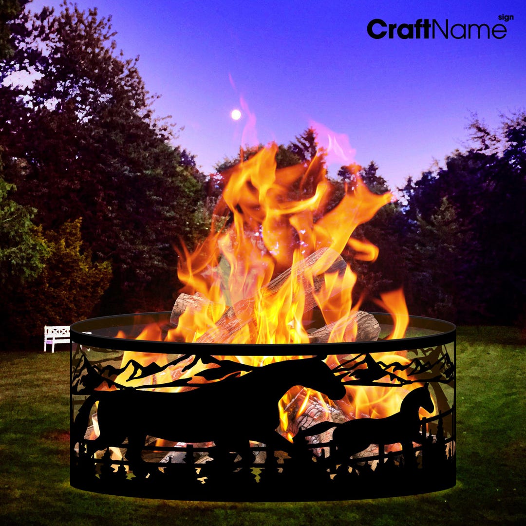 Custom Horse Fire Ring, Personalized Metal Fire Pit, Outdoor Horse ...