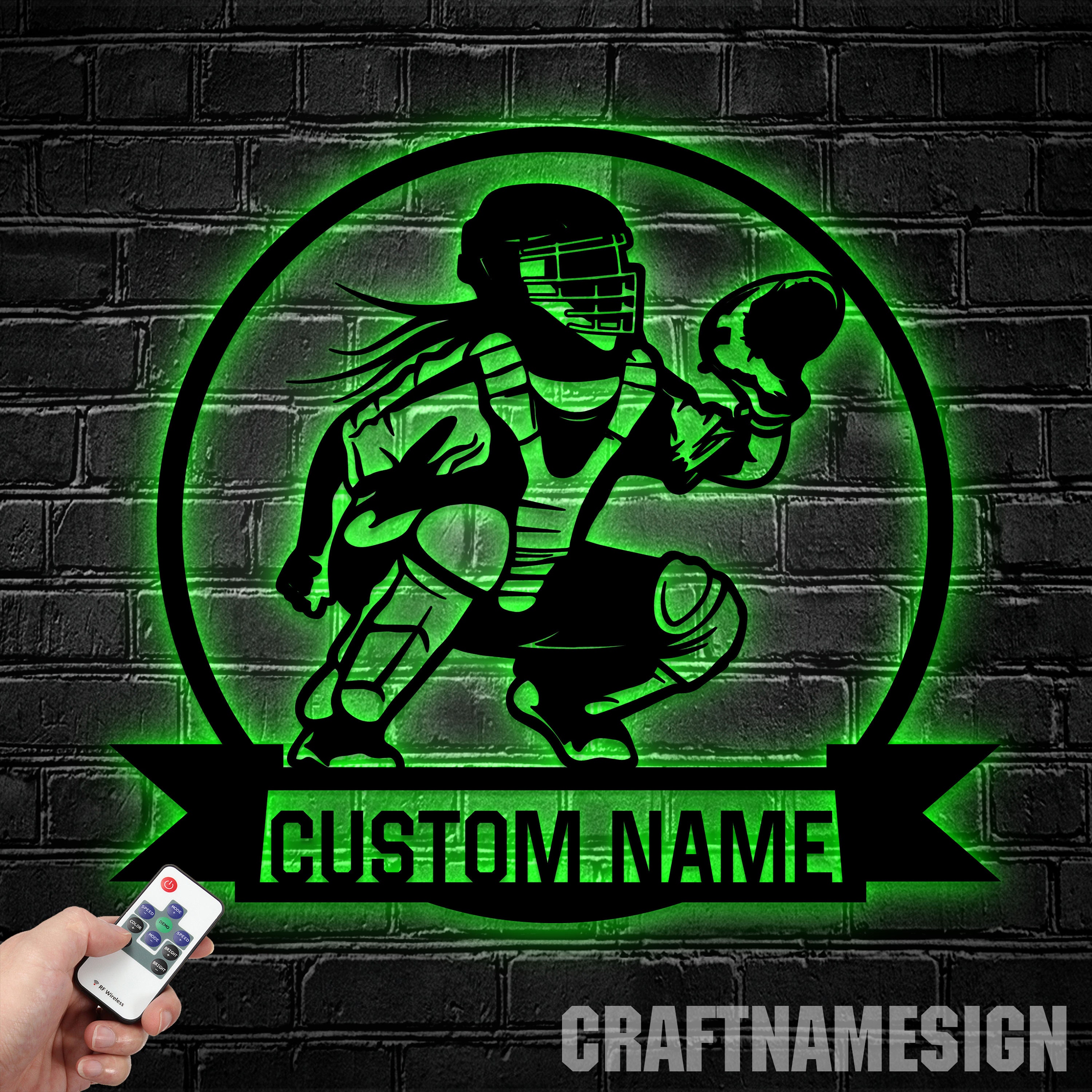 Custom Softball Catcher Metal Wall Art LED Light - Personalized Name ...