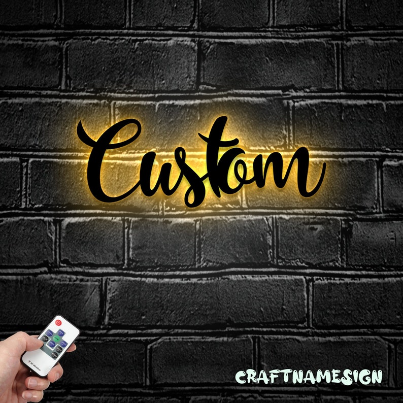 Your Custom Text Words Metal Wall Art LED Light Personalized - Etsy