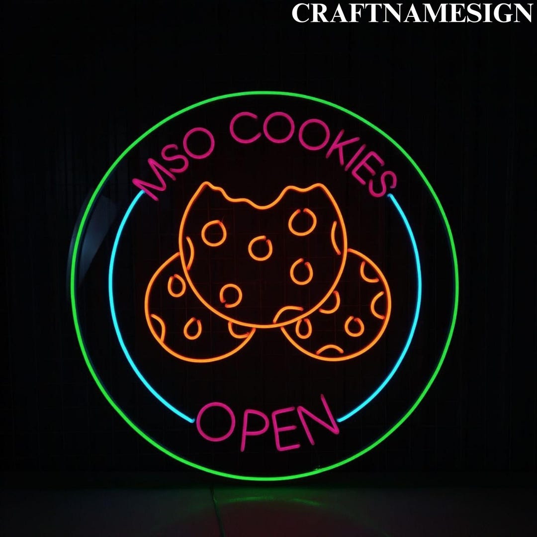Cookies Shop Open Led Sign, Open Cookies Bakery Neon Sign, Custom Neon ...