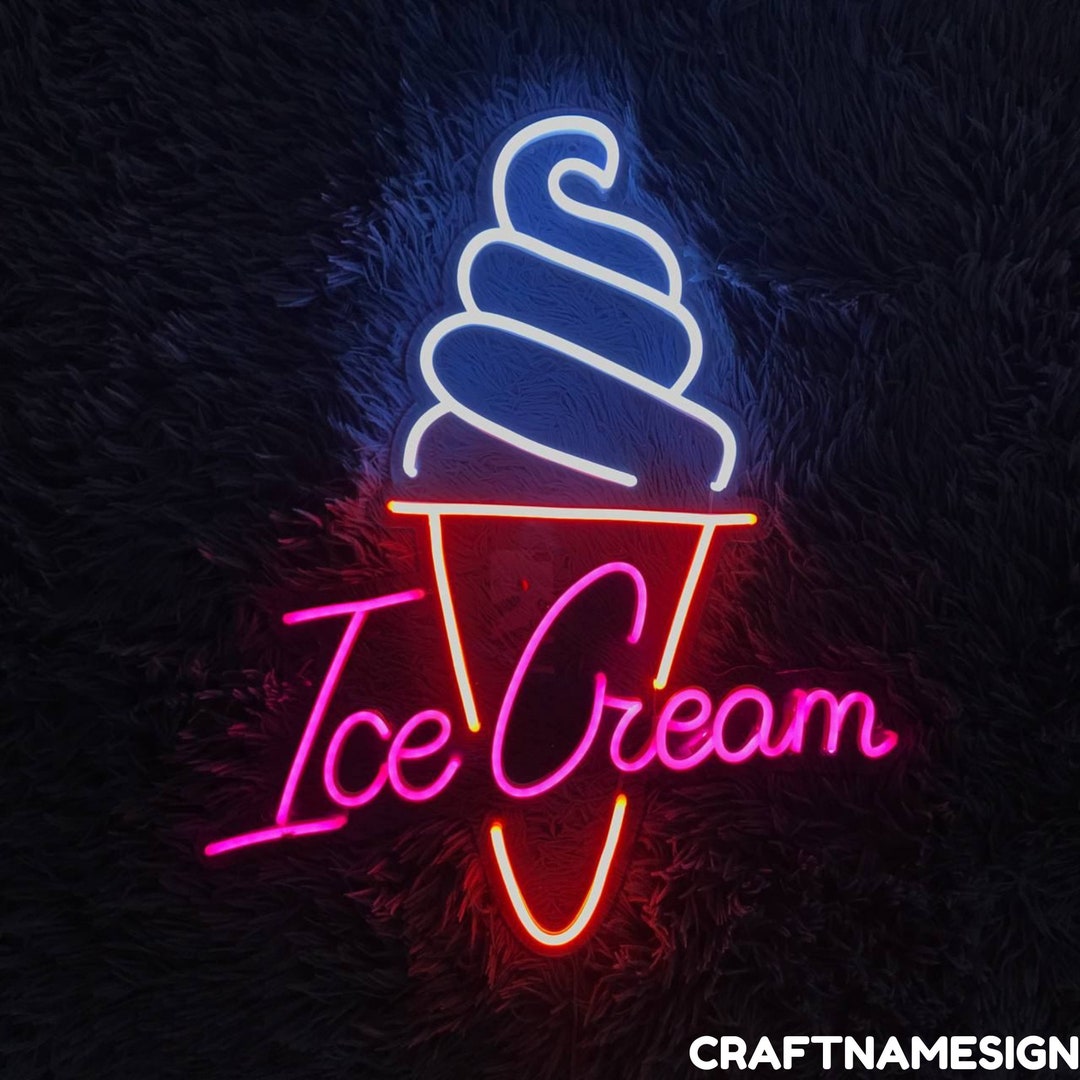 Ice Cream Signboard Neon Sign, Grand Opening Ice Cream Shop Led Sign ...