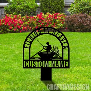 Custom Fishing Heaven Memorial Stake, Grave Marker Sign, Sympathy ...