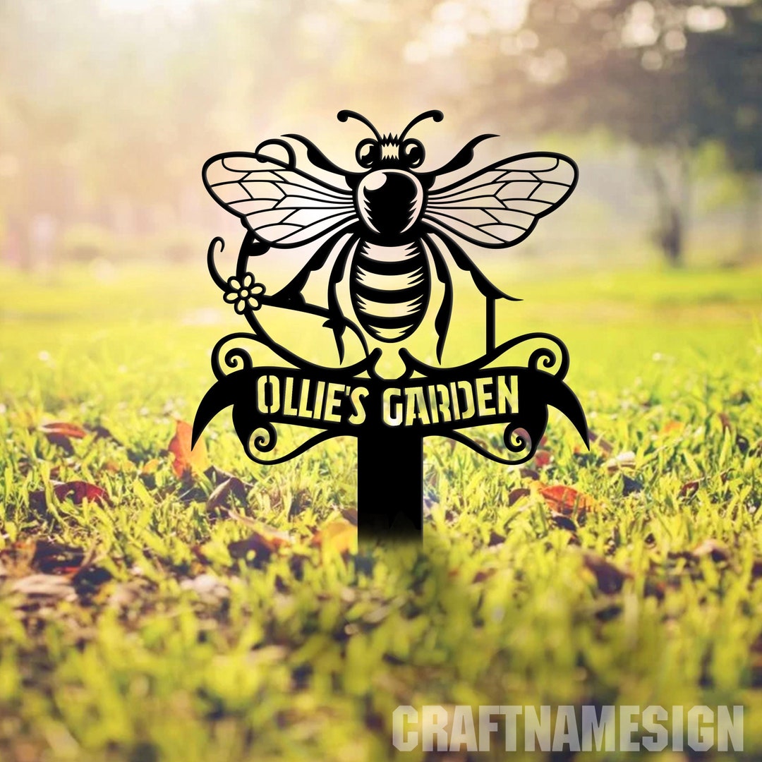 Custom Outdoor Bee Garden Metal Stake Decor, Bee Metal Sign With Stake ...