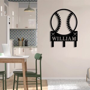 Custom Baseball Bat Metal Key Holder, Baseball Lover Name, Baseball ...