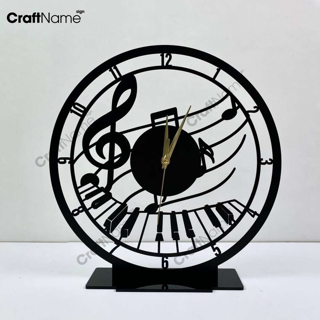 Personalized Piano Musical Note Desk Clock Office Decor, Music Metal ...