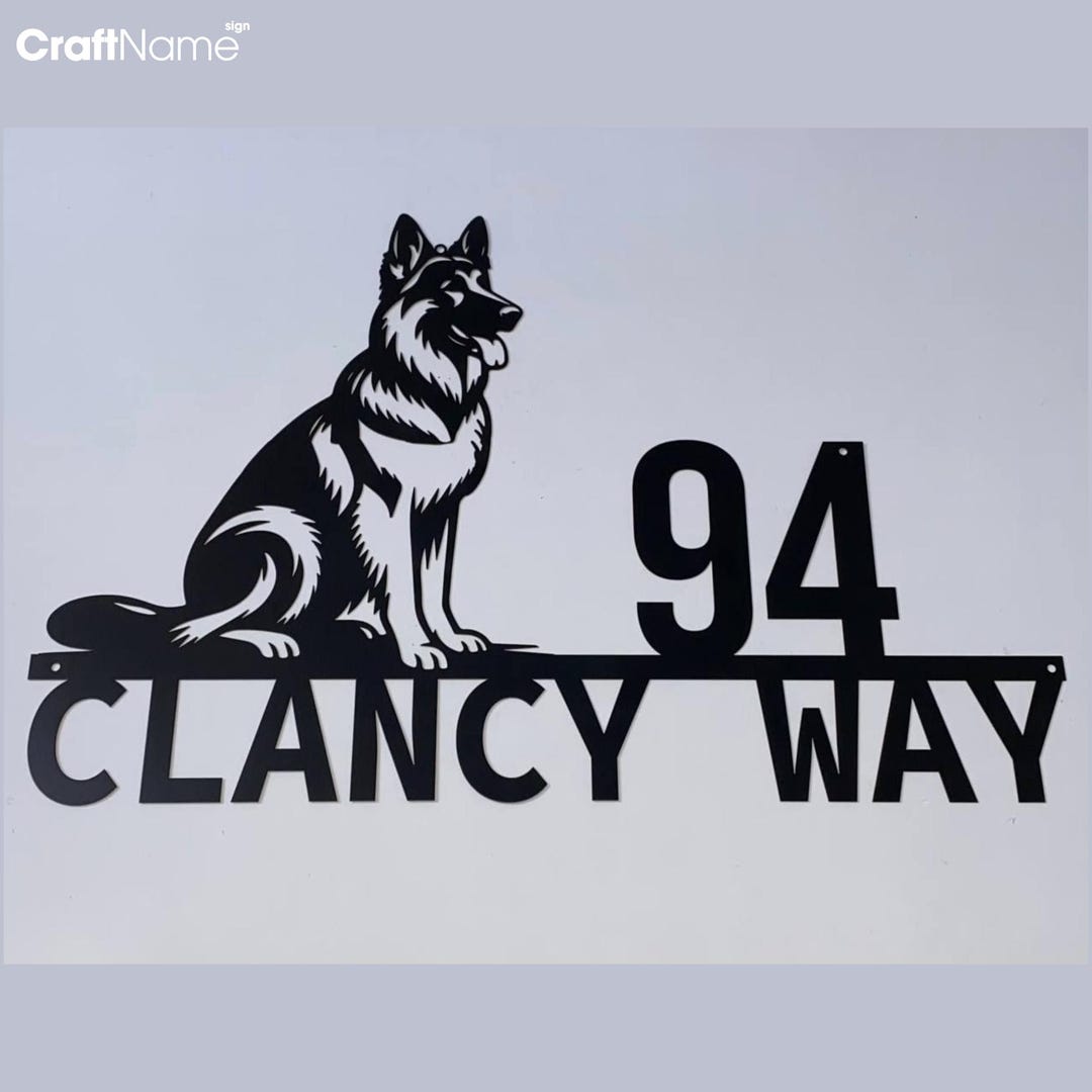Personalized German Shepherd Dog House Number Address Metal Sign ...