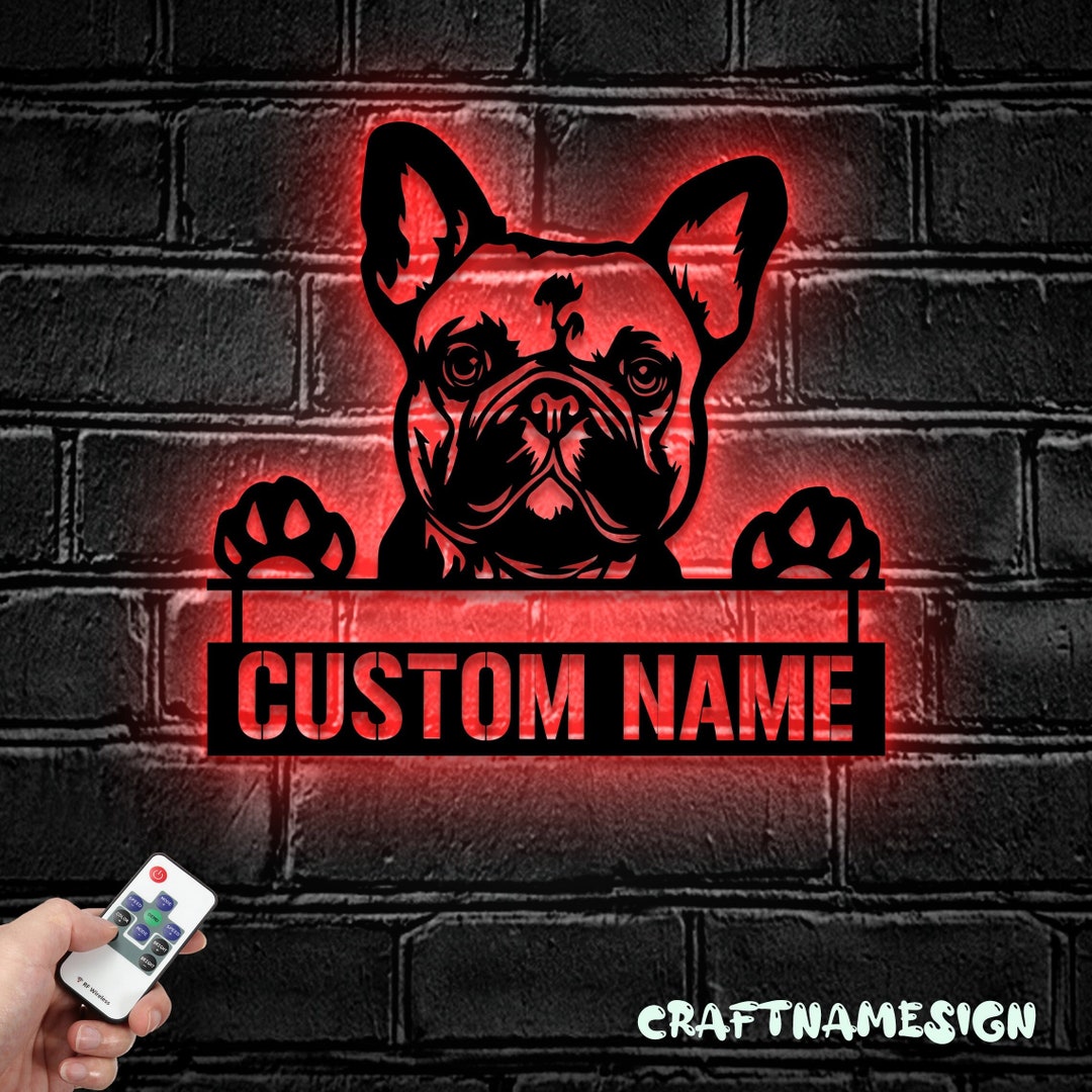 Custom French Bulldog Metal Wall Art LED Light - Personalized Frenchie ...