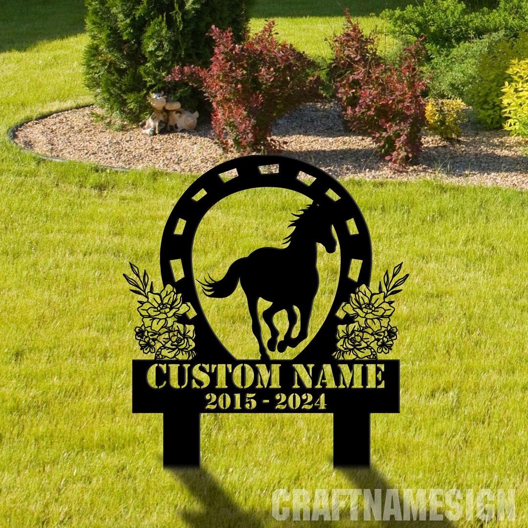 Personalized Horse Farm Stake, Horse Ranch Stake Metal Yard Art, Horse ...