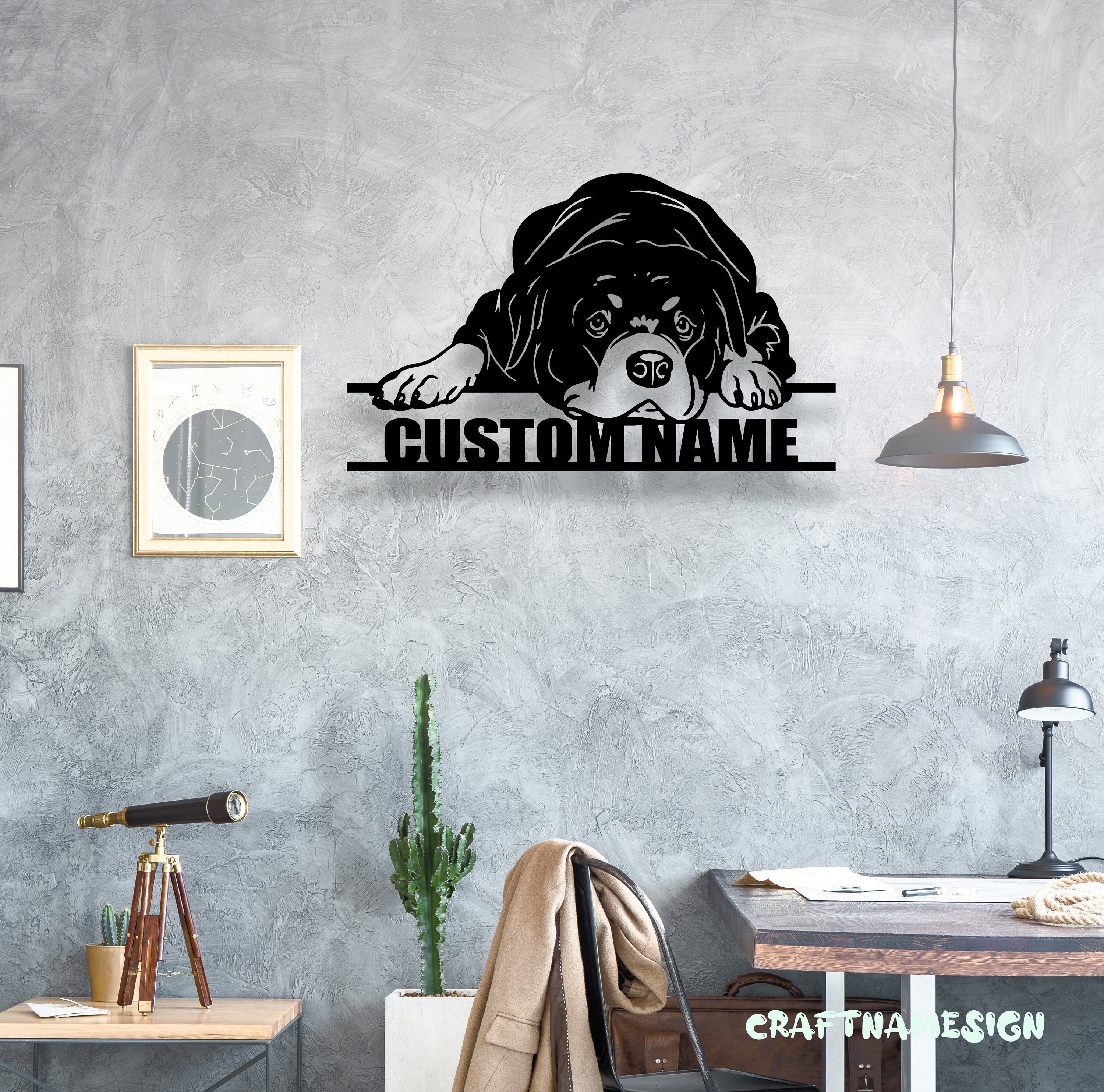 Custom Lazy Rottweiler Metal Wall Art LED Light - Personalized Dog ...