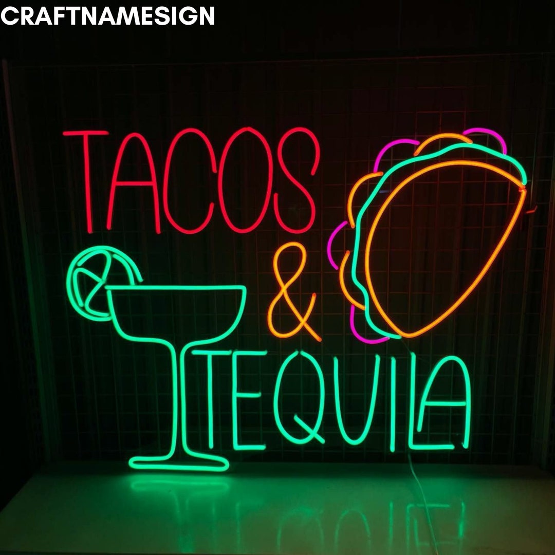 Tacos & Tequila Neon Sign, Tacos Tequila Led Sign, Custom Neon Sign for ...