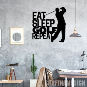 Custom Golfing Metal Wall Art LED Light, Personalized Golfer Name Sign ...