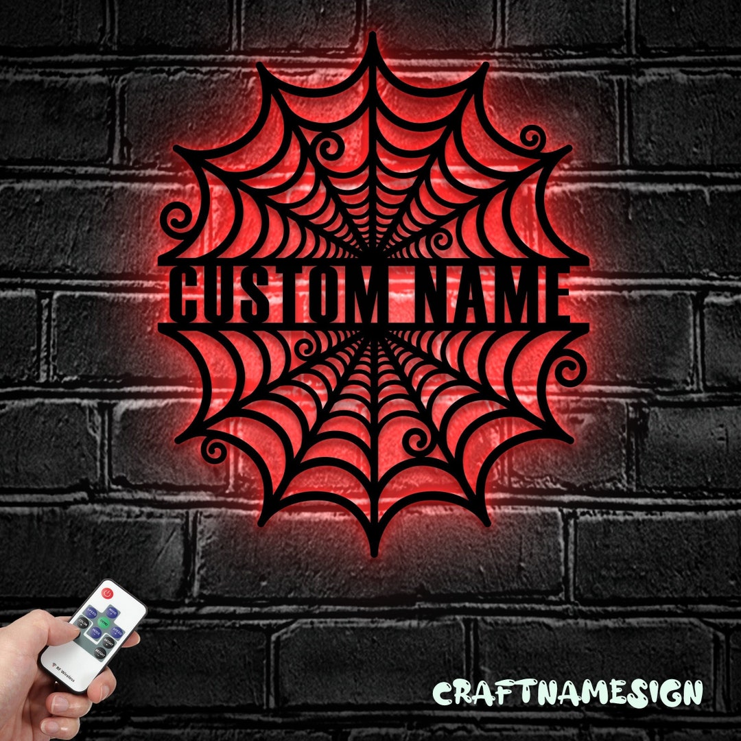Custom Halloween Spider Metal Wall Art LED Light - Personalized Creepy ...