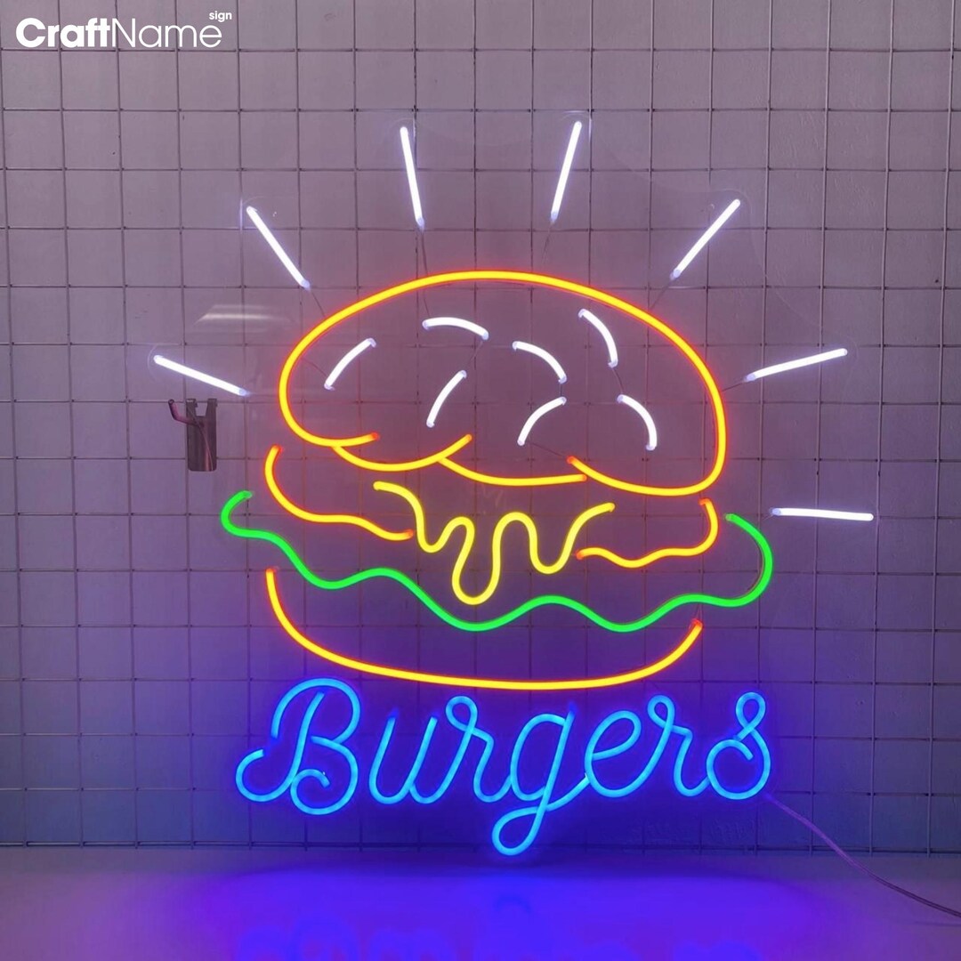 Burgers Neon Led Light for Burger Fast Food Restaurant Wall Decoration ...