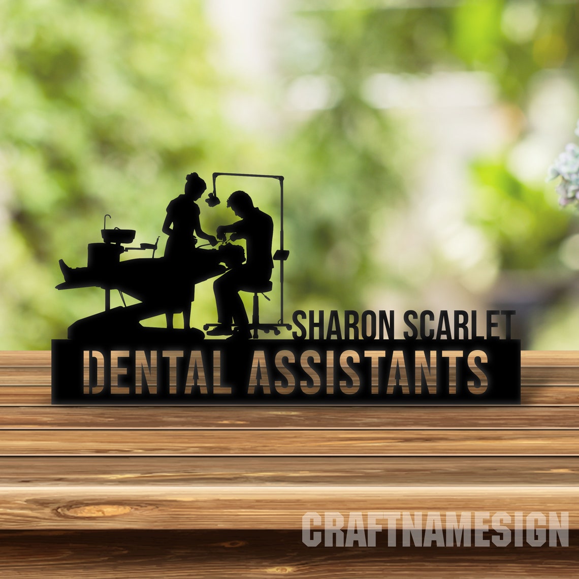 Custom Dentist Wooden Desk Name Plate, Dental Assistant Metal Nameplate ...