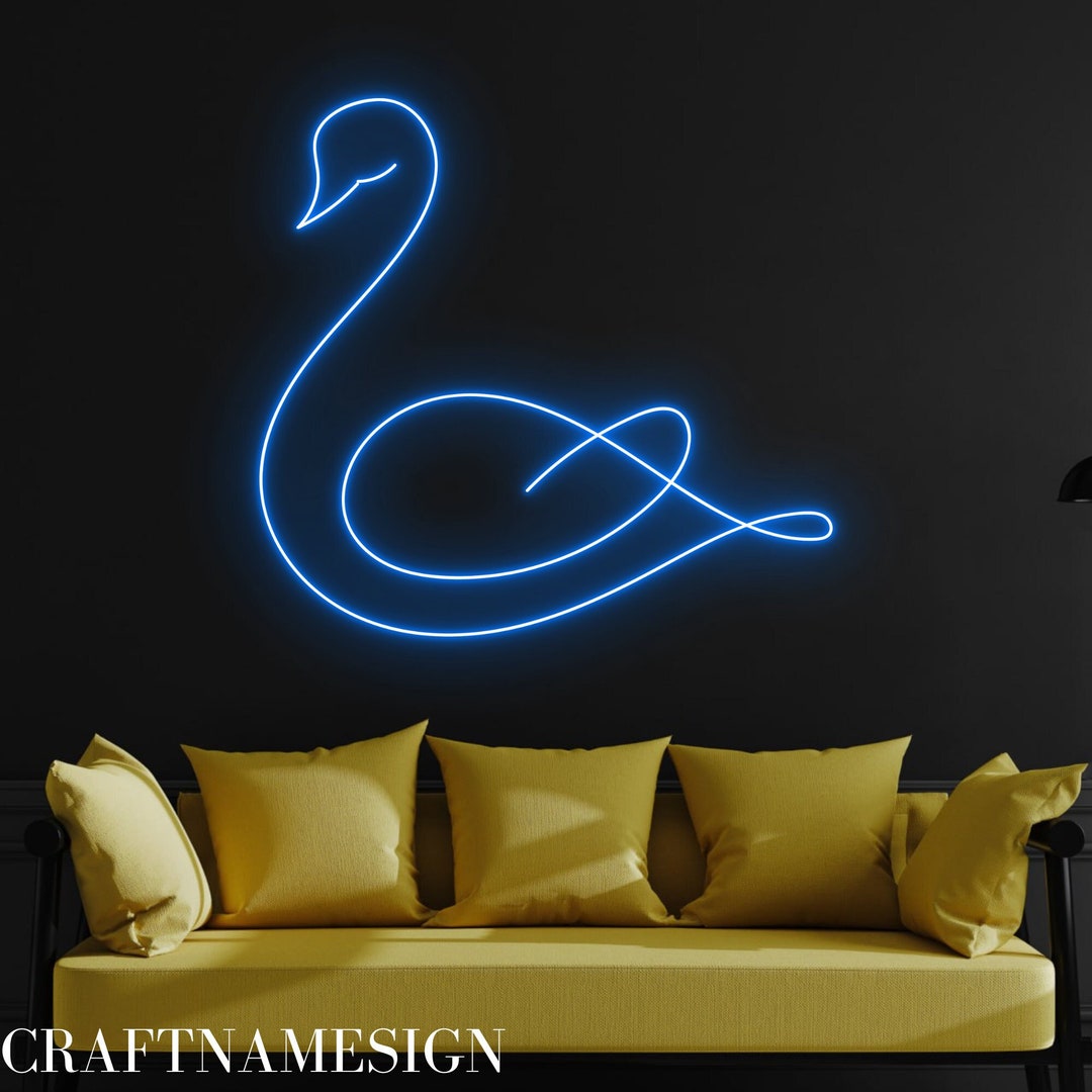 Minimalist Swan Neon Sign, Swan Line Led Sign, Custom Neon Sign, Swan ...