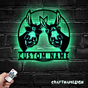 Custom Funny Two Donkey Farmhouse Metal Wall Art LED Light ...