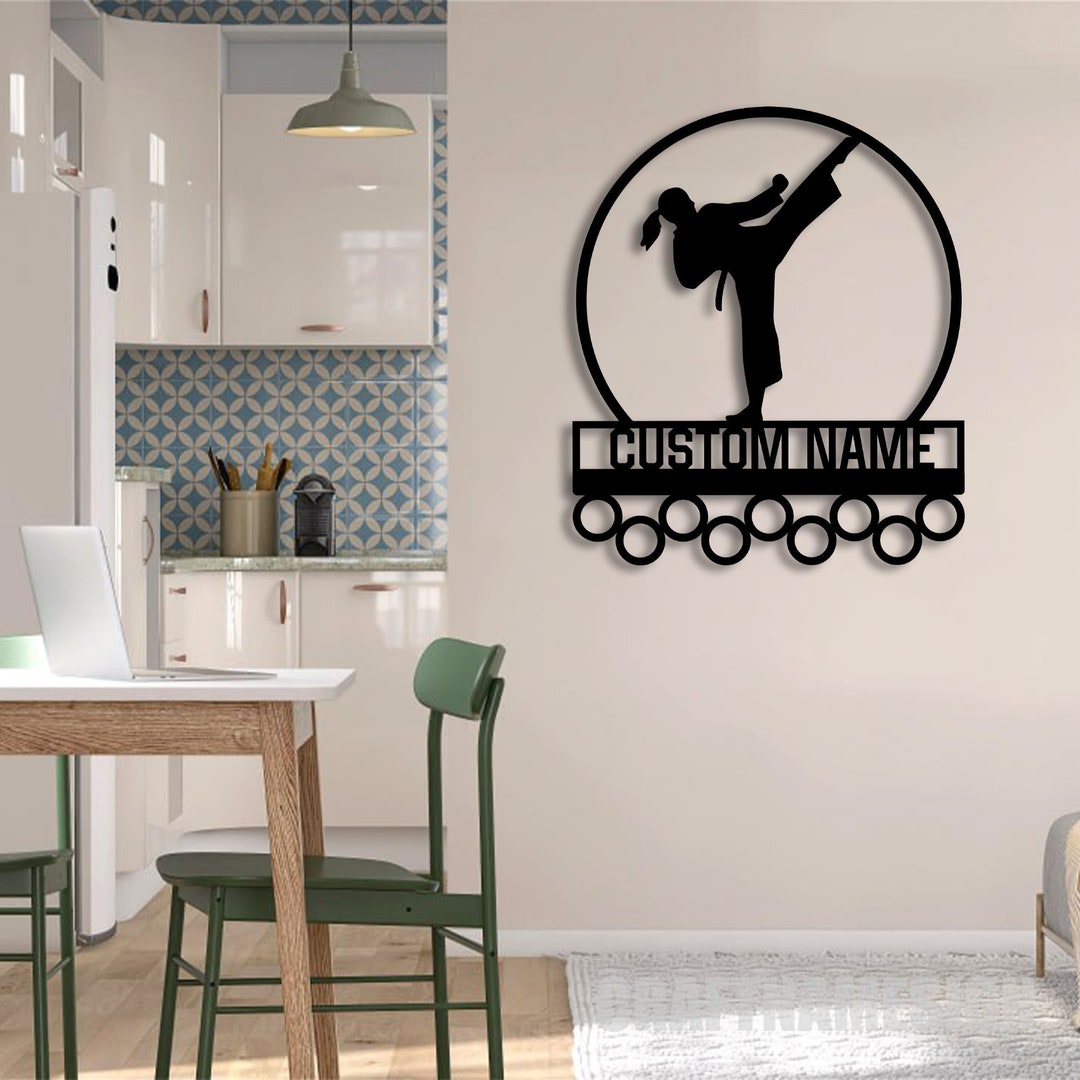 Custom Metal Karate Medal Hanger Wall Art Led Light, Karate Player ...