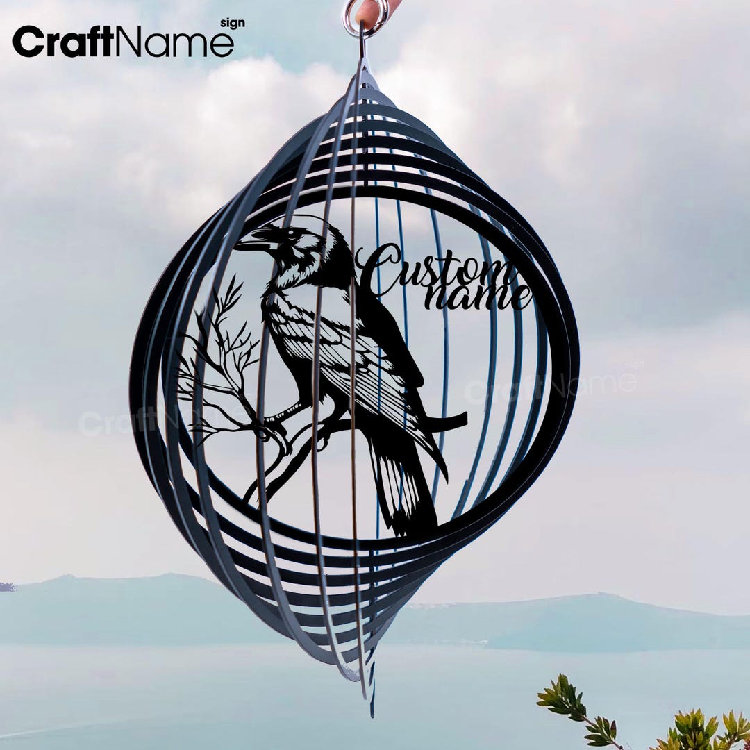 Personalized Raven Metal Wind Spinner for Outdoor Decor, Metal Wind ...