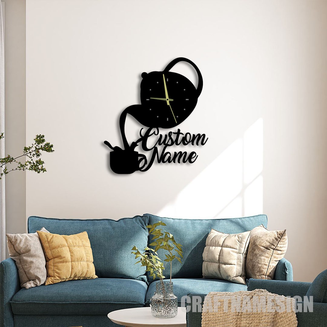 Custom Modern Tea Pot DIY Wall Clocks, Wall Clock Unique for Home Decor ...