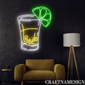 Tequila Lemon Neon Sign, Tequila Cocktail Led Sign, Custom Neon Sign ...