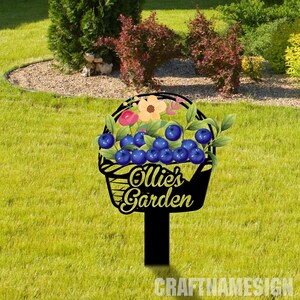 Custom Blueberry Metal Garden With Stake, Garden Stake Decor, Grandma's ...