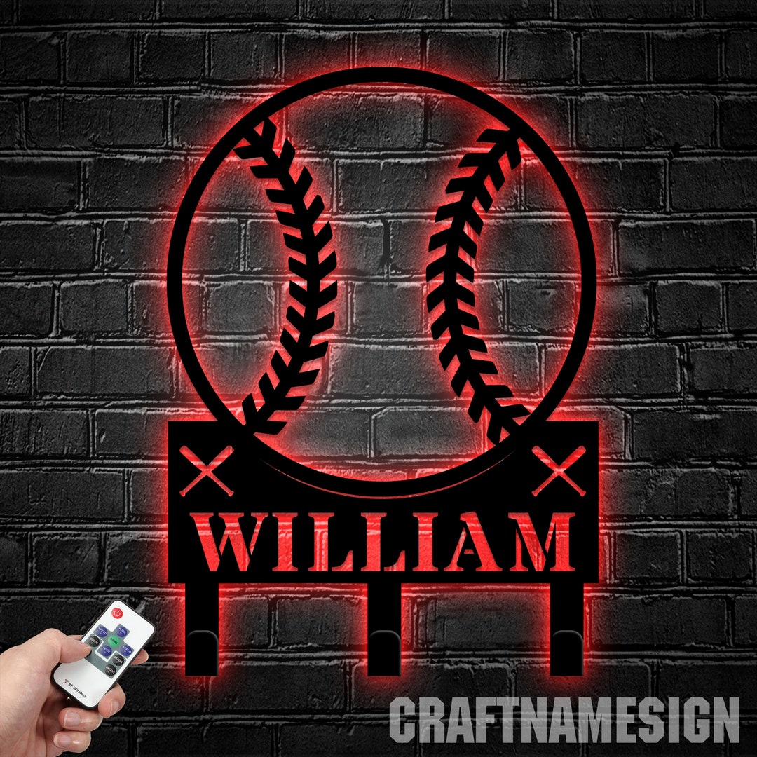 Custom Baseball Bat Metal Key Holder, Baseball Lover Name, Baseball ...