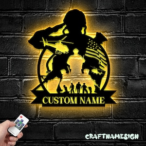 Custom US Soldier Military Metal Wall Art LED Light - Personalized ...