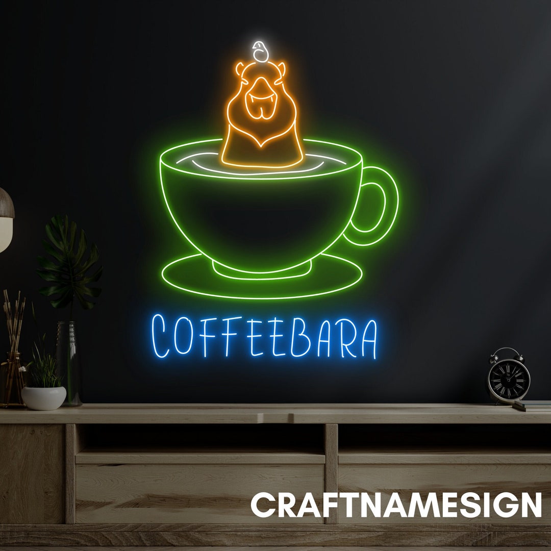 Coffeebara Neon Sign, Capybara Coffee Neon Sign, Custom Neon Sign ...