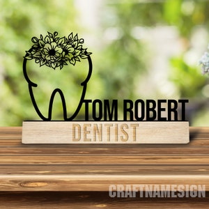 Custom Dentist Wooden Desk Name Plate, Dentist Metal Nameplate for Desk ...