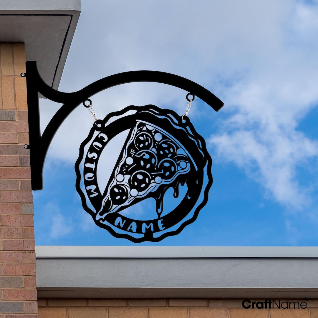Personalized Pizza Restaurant Metal Steel Hanging Sign, Pizza ...