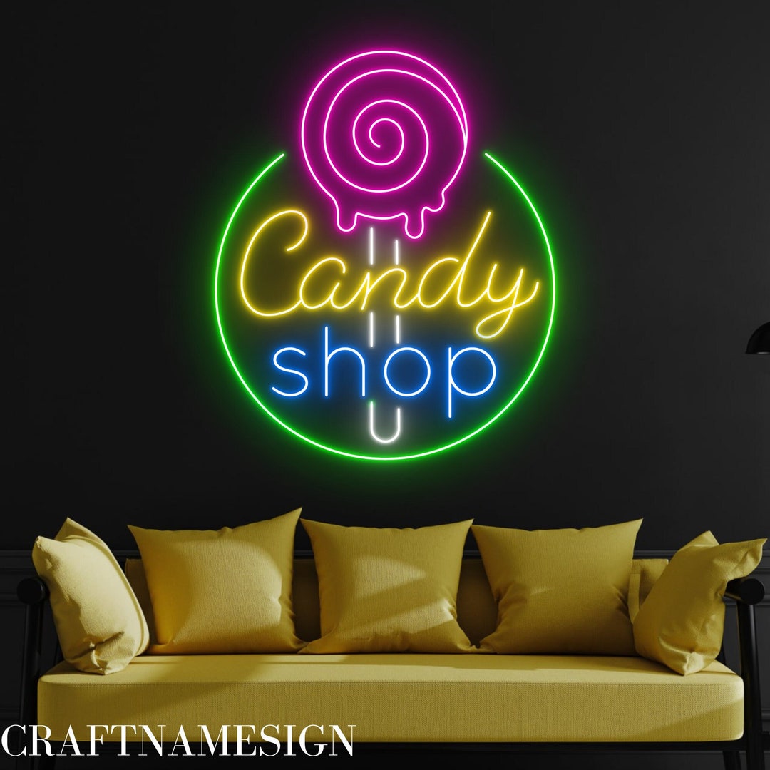 Candy Shop Neon Sign, Lollipop Candy Shop Led Sign, Custom Neon Sign ...