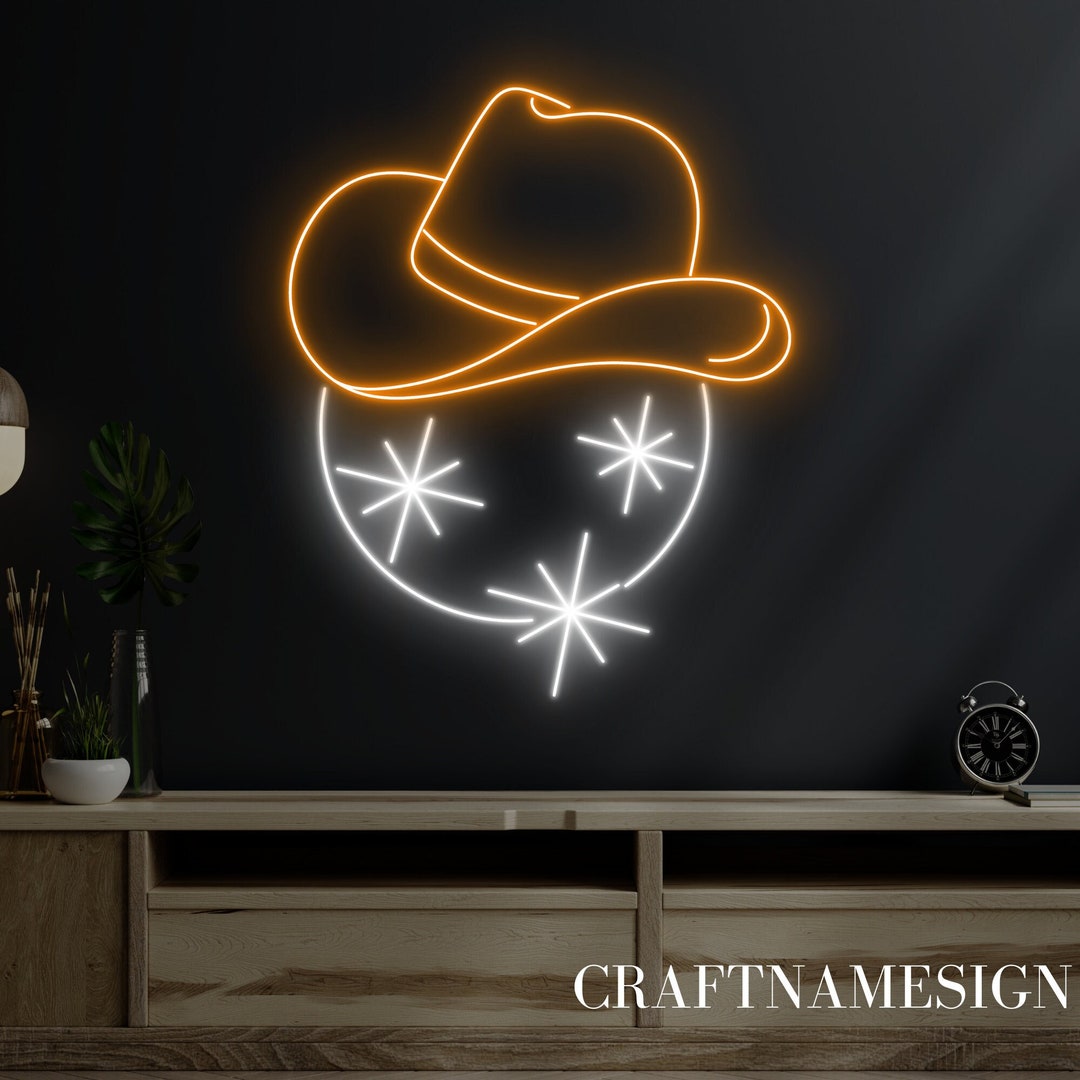 Cowboy Hat Disco Neon Sign, Western Bar Pub Neon Sign, Custom Neon Sign ...