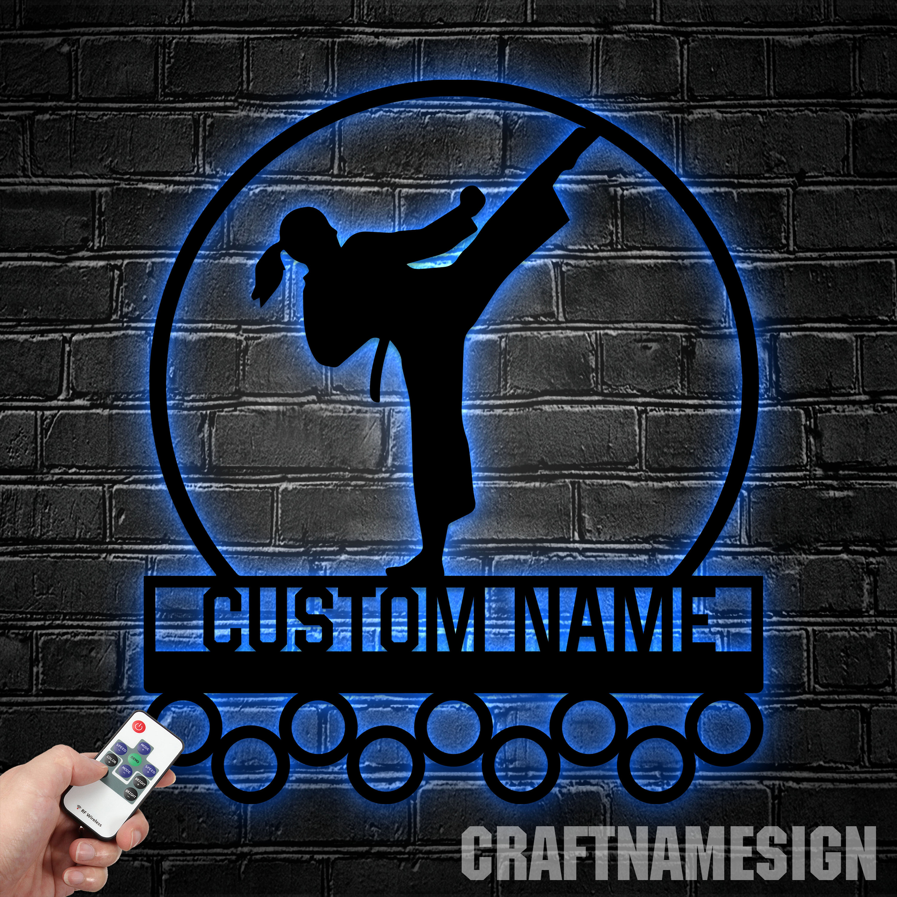 Custom Metal Karate Medal Hanger Wall Art Led Light, Karate Player ...