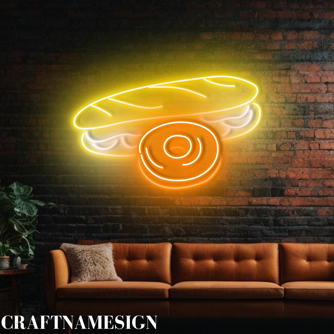 Sandwich and Bagel Neon Light, Poland Bagel Sandwich Led Light, Custom ...