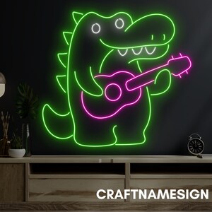 Crocodile Guitar Neon Sign, Crocodile Guitar Led Sign, Custom Neon Sign ...