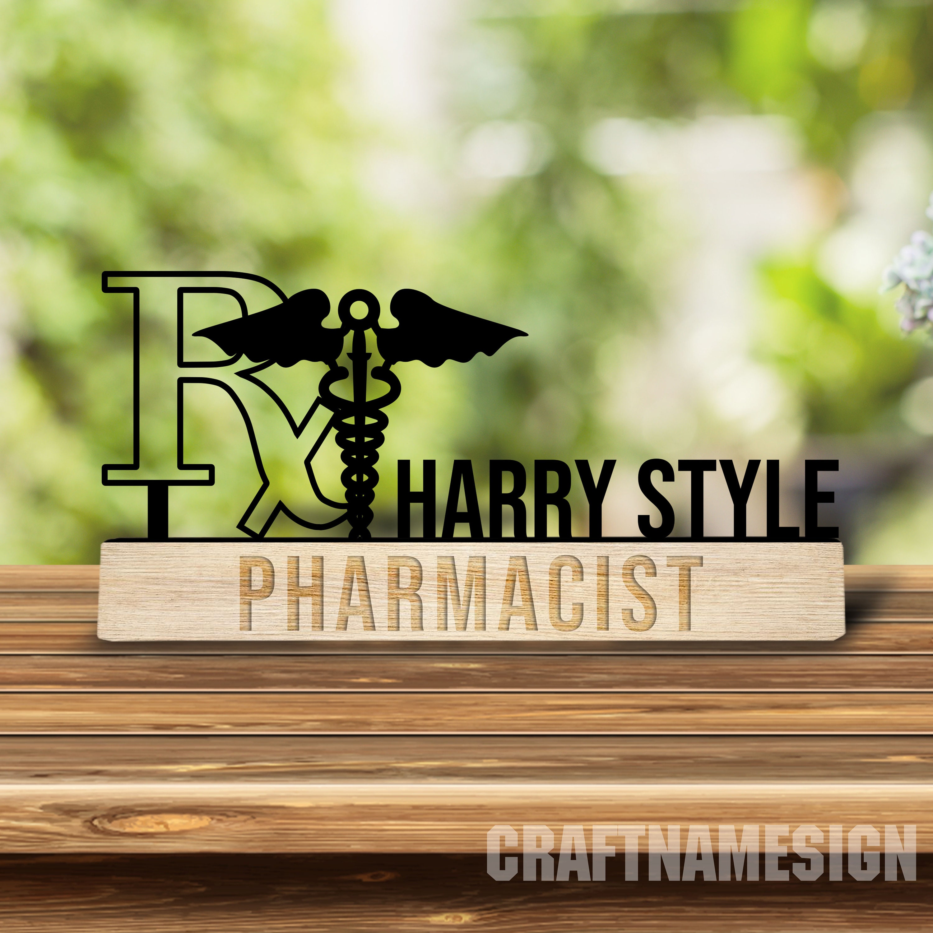 Custom Wooden Pharmacy Desk Name Plate, Pharmacist Metal Nameplate for ...